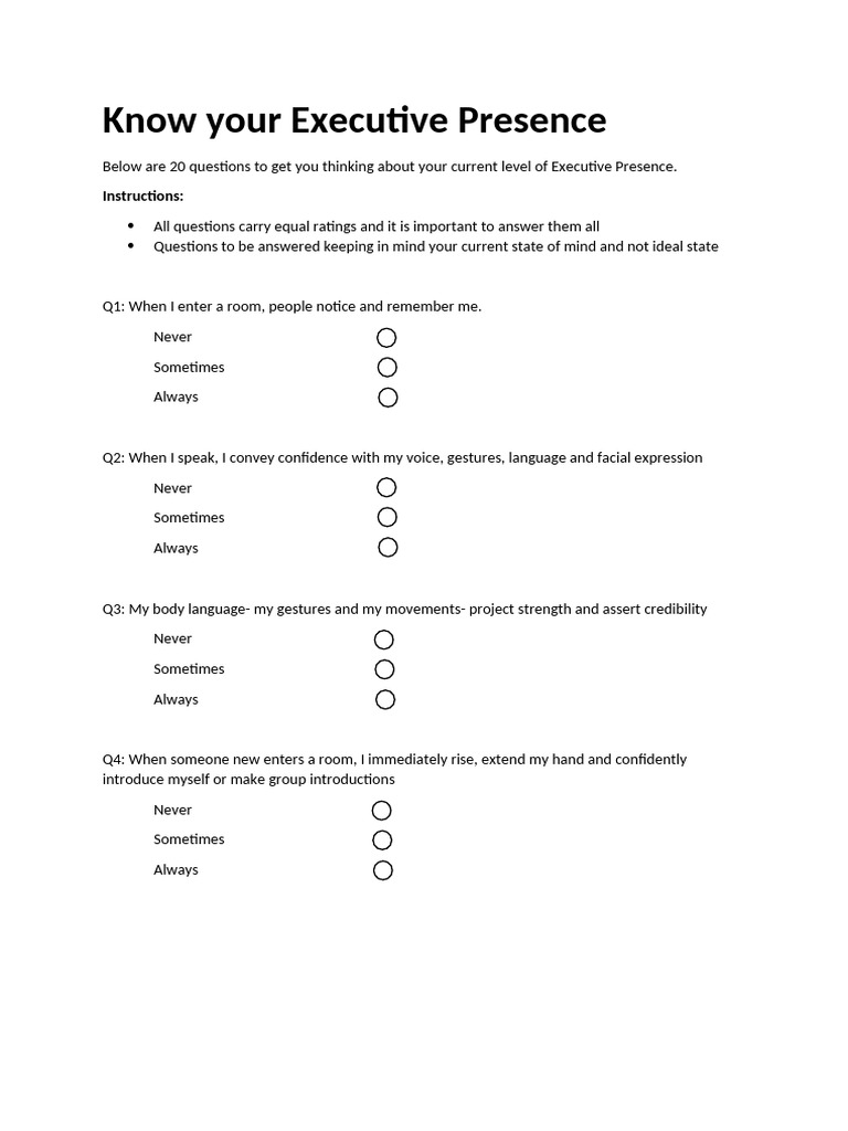 Assessing Your Executive Presence | PDF | Psychological Concepts ...