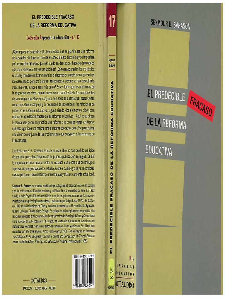 Sarason - El Predecible Fracaso de La Reforma Educativa | PDF