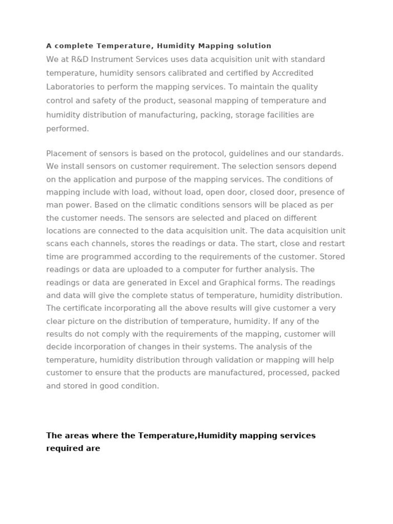 Temperature and Humidity Mapping Solutions | PDF