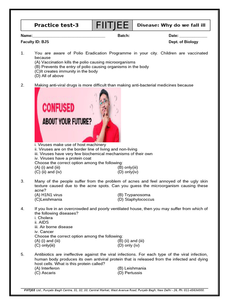 WWI - Practice Test-3 - BJS - 06.07.2023 | PDF | Infection | Virus
