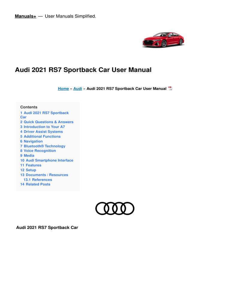 2021 Rs7 Sportback Car Manual | PDF | I Phone | Smartphone