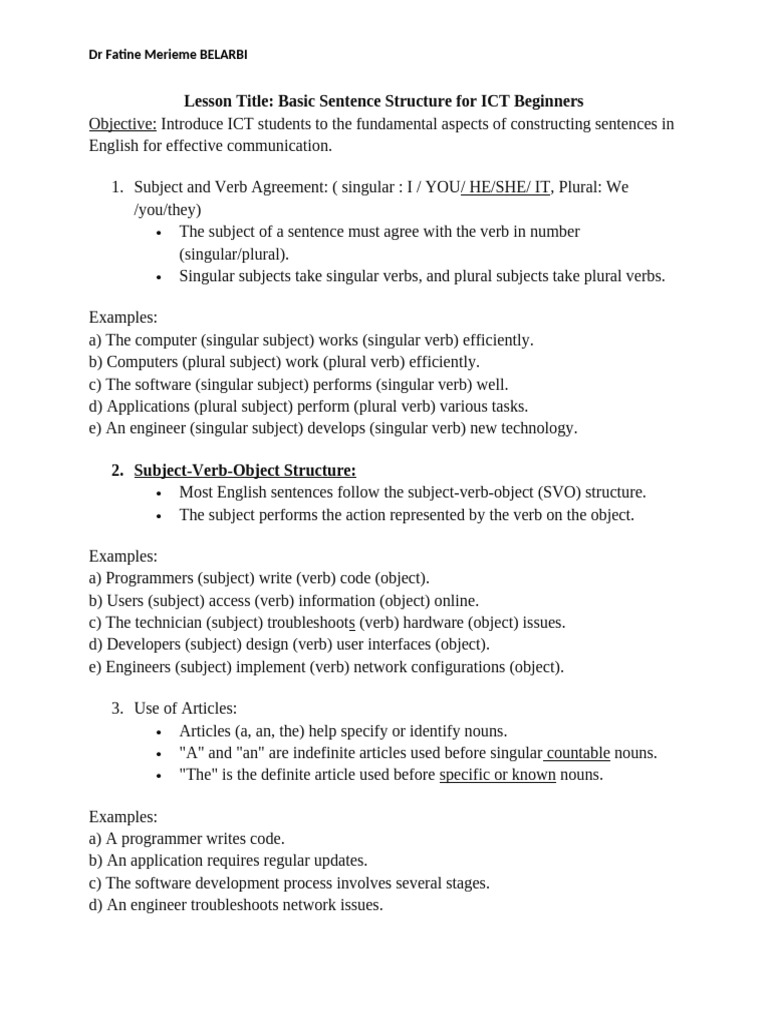Lesson 3 (2) | PDF | Grammatical Number | Subject (Grammar)