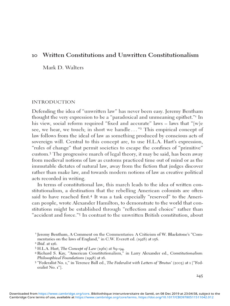 Unwritten Constitution | PDF | Common Law | Natural Law