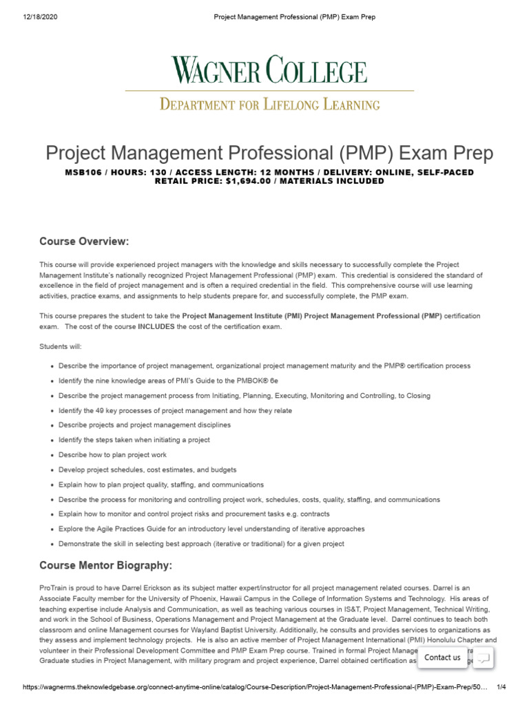 Project Management Professional (PMP) Exam Prep | PDF | Project ...