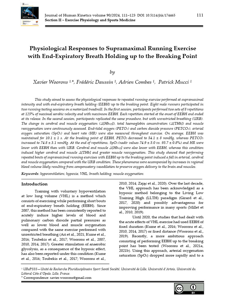 Physiological Responses To Supramaximal Running Exercise | PDF ...