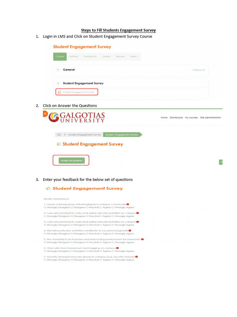 How to Complete Student Engagement Survey | PDF