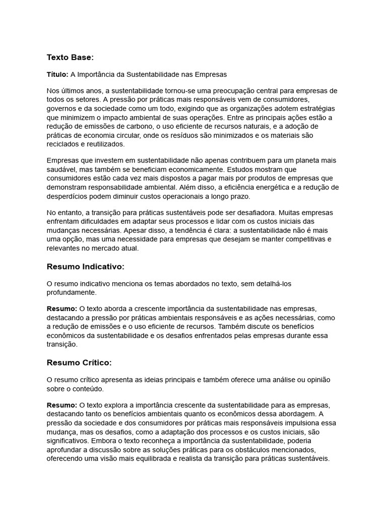 Exemplo de tipos de Resumo | PDF | Despesa | Sustentabilidade