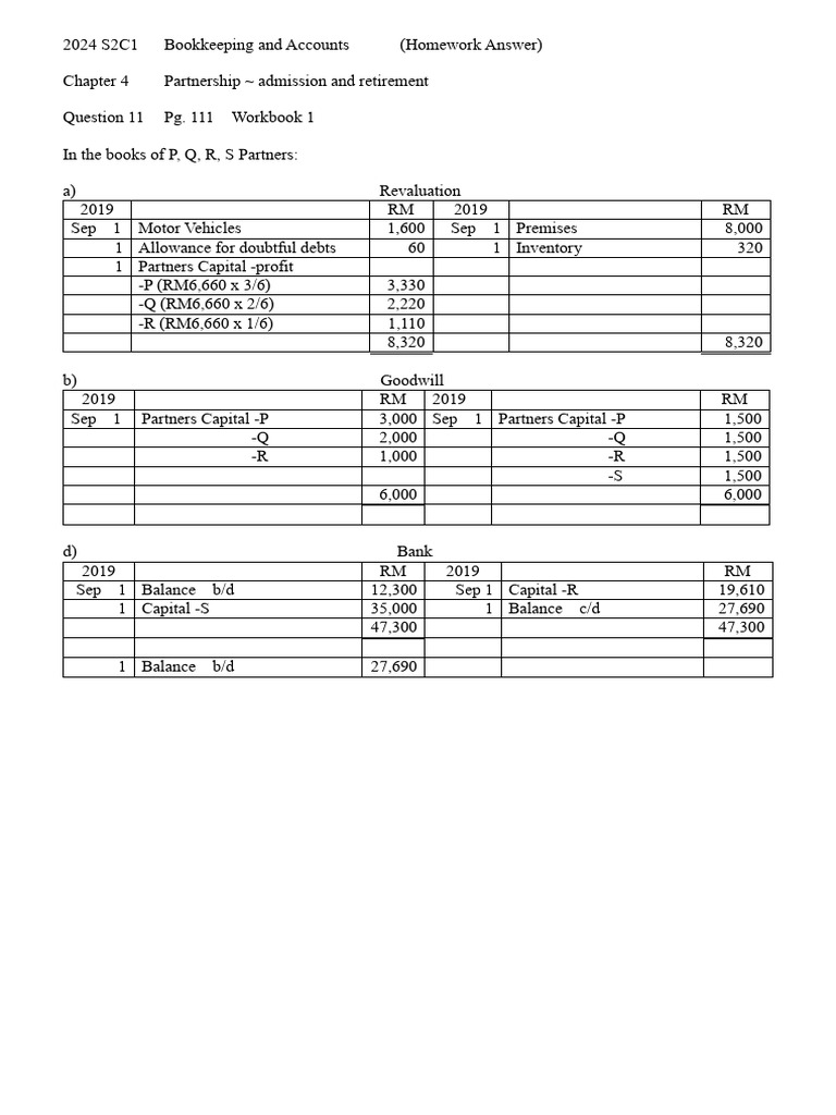CHP 4 Partnership Admit & Retire Q12 PG 111 WB1 | PDF | Financial Accounting | Financial Economics