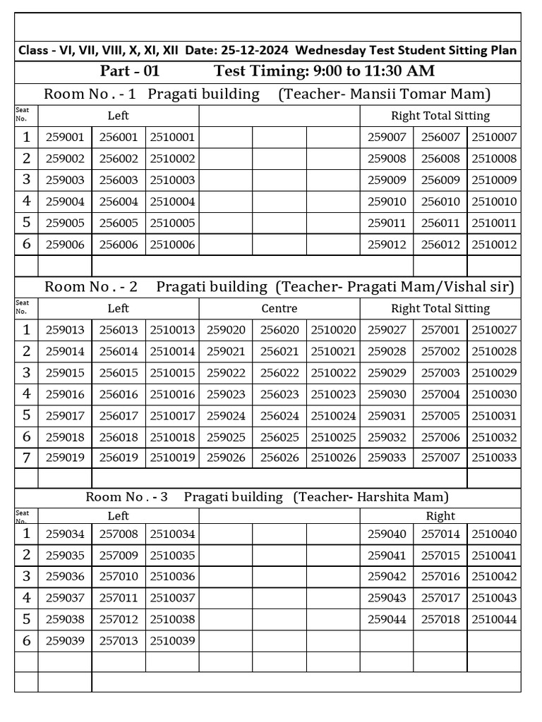 1 25-12-2024 Class - Vi, Vi, Vii, Viii, Ix, X, Xi, Xii Test Sitting ...