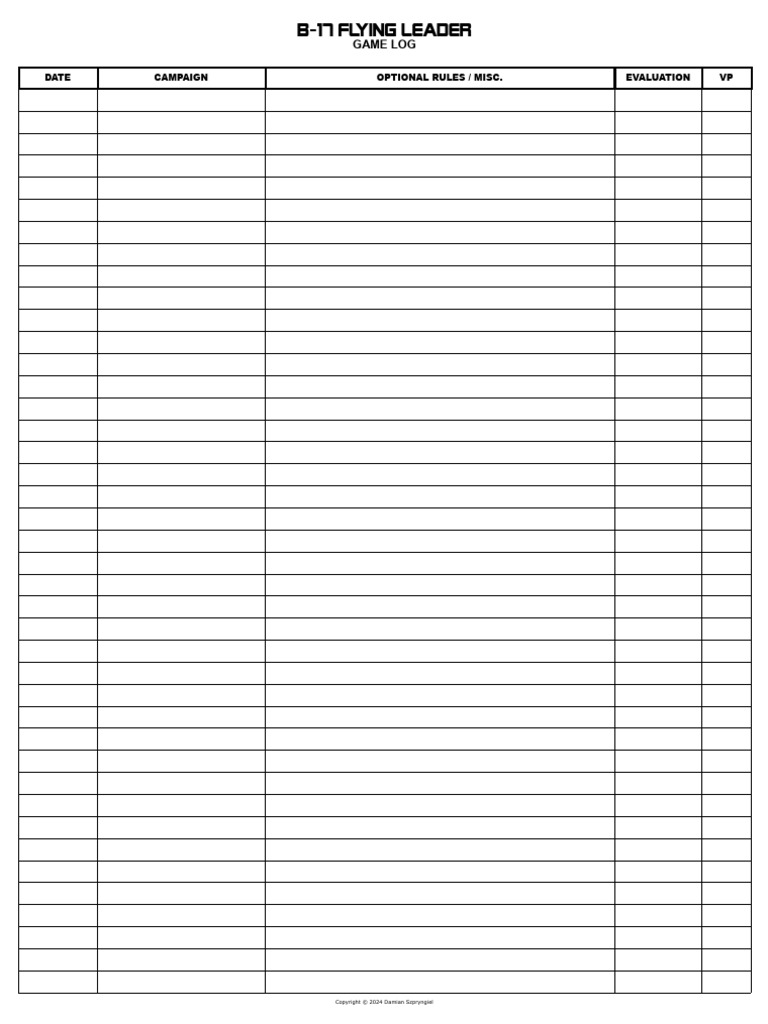 b17 Leader Game Log | PDF