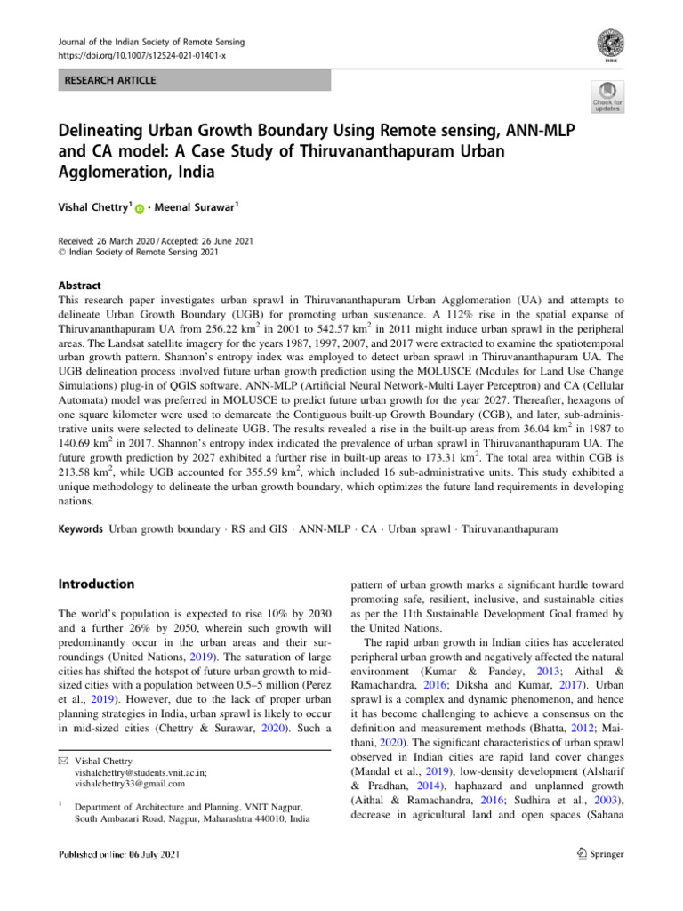 Journal 3 Chettry-Surawar2021 Article DelineatingUrbanGrowthBoundary ...