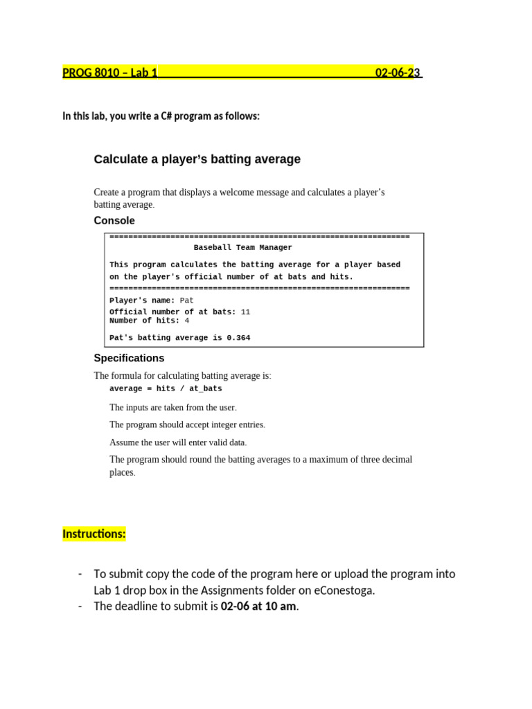 PROG 8010-2 - Lab 1 - s23 | PDF