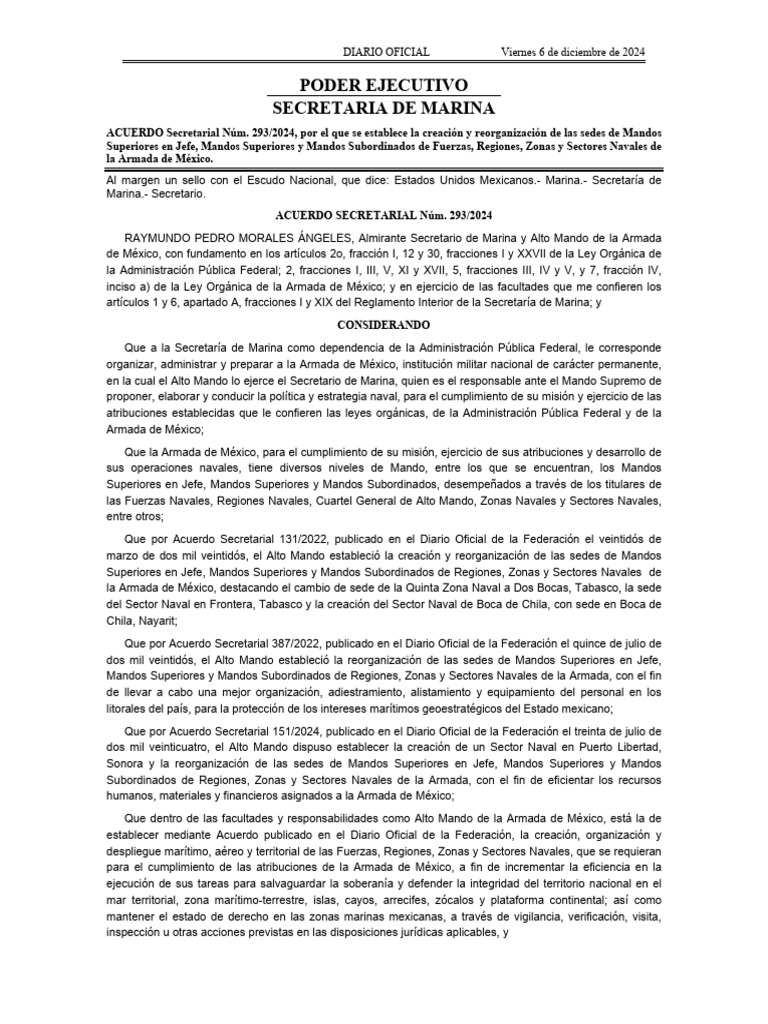 Reorganización de Regiones Navales 2025 | PDF | México | Campeche