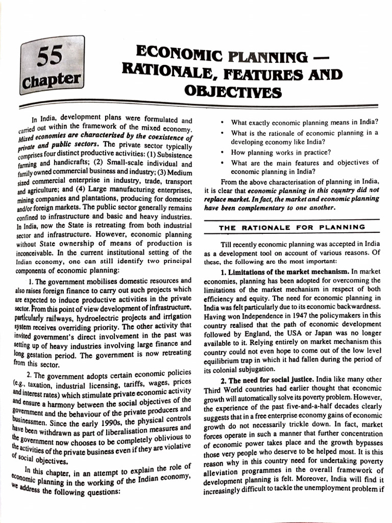 Economic Planning in India: Rationale & Features | PDF | Economic ...