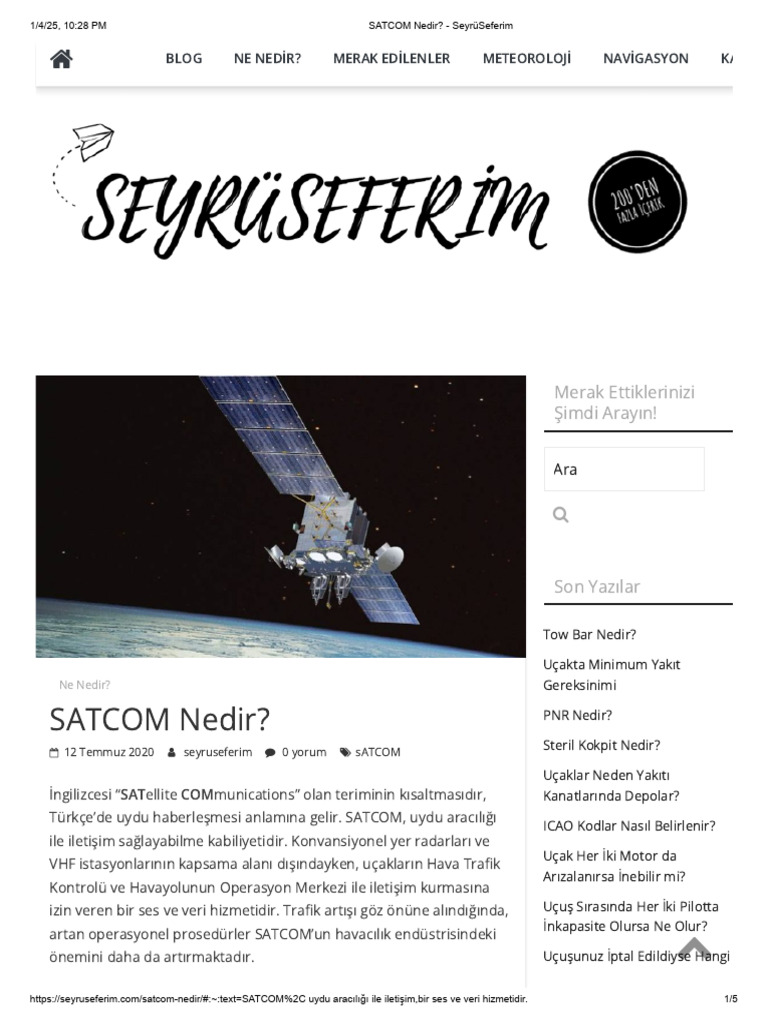 SATCOM Nedir - SeyrüSeferim | PDF
