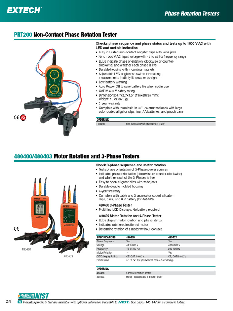 Non-Contact Phase Rotation Testers | PDF | Alternating Current | Frequency