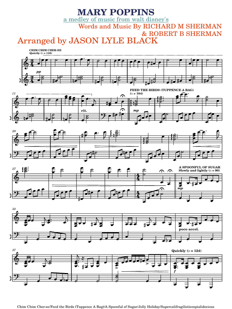 Mary Poppins Misc Soundtrack Mary Poppins Medley | PDF | American Songs ...