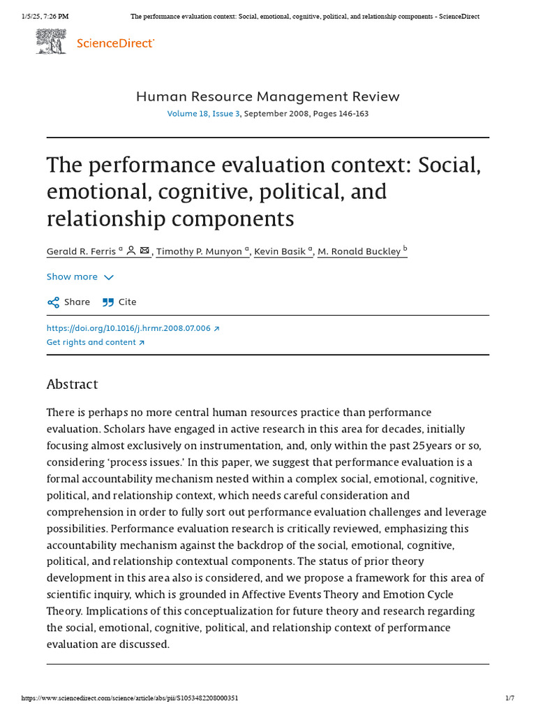 Performance Evaluation Context Analysis | PDF | Performance Appraisal ...