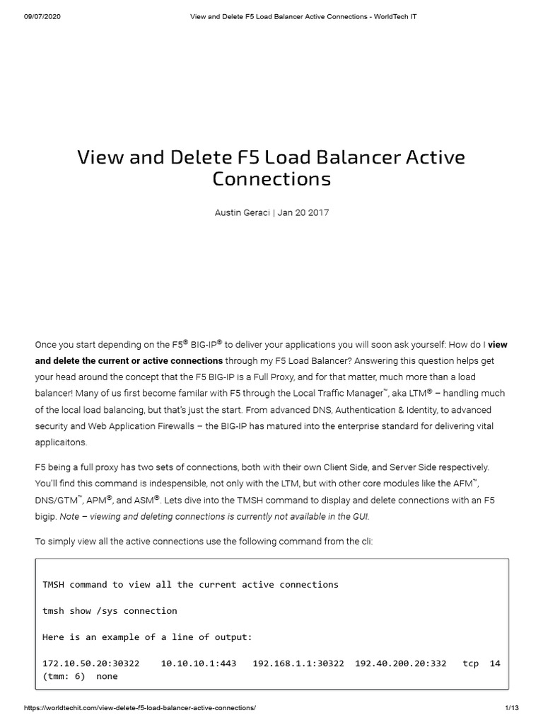 View and Delete F5 Load Balancer Active Connections - WorldTech IT | PDF | Port (Computer ...