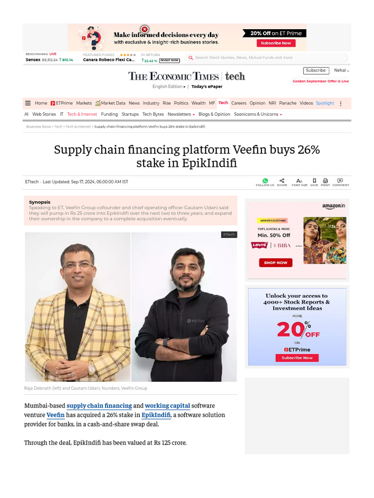 Veefin - Supply Chain Financing Platform Veefin Buys 26% Stake in ...
