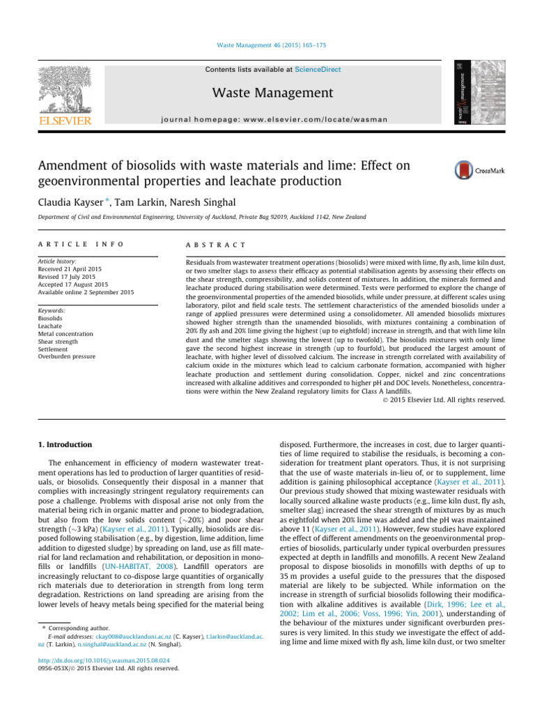 74 - Amendment of Biosolids With Waste Materials and Lime Effect On ...