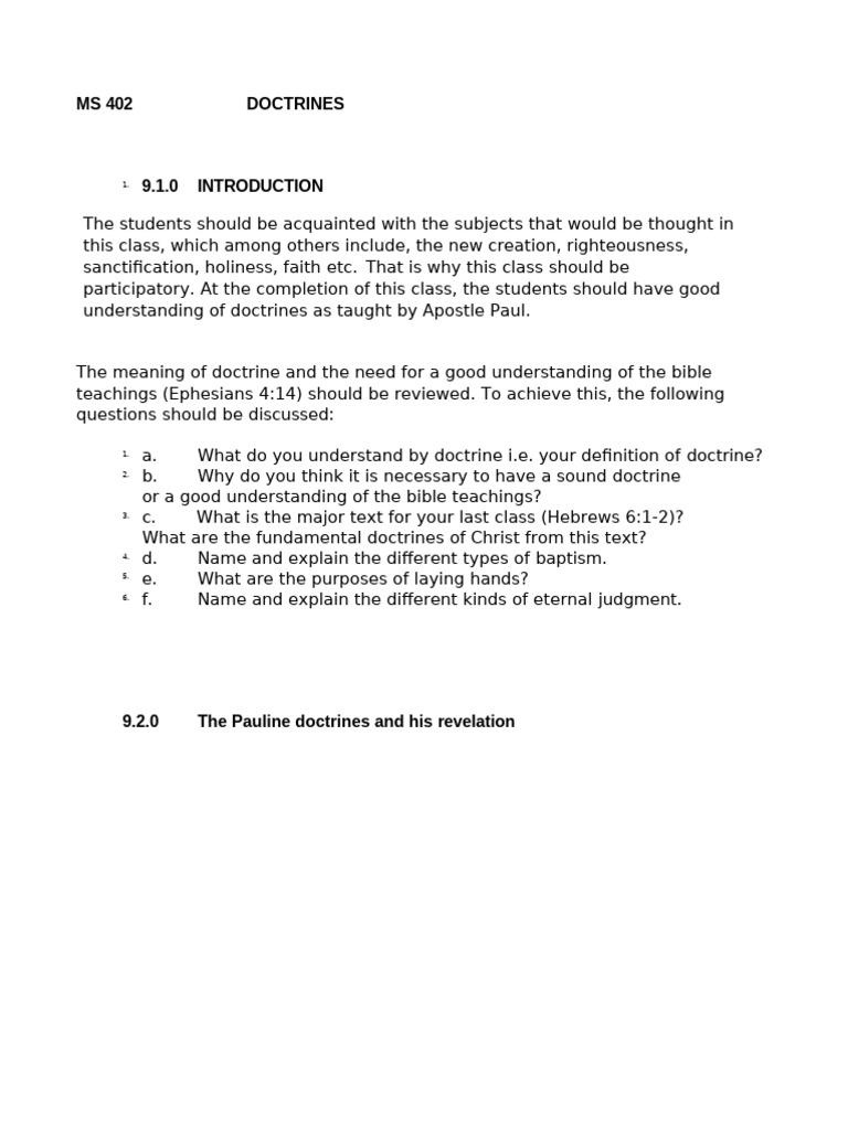 CLASS FORTH DOCTRINE | PDF | Paul The Apostle | Born Again