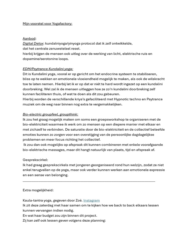Yogafactory Voorstel | PDF