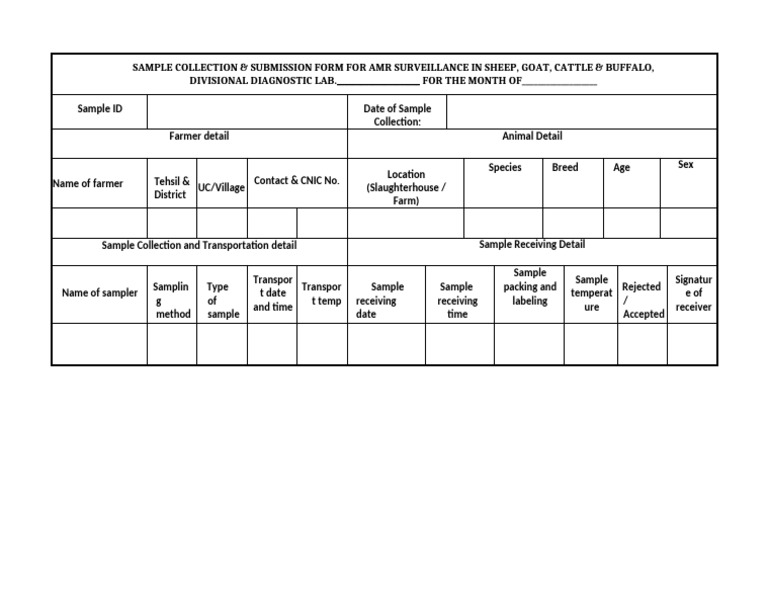 AMR Surveillance Form for Livestock | PDF