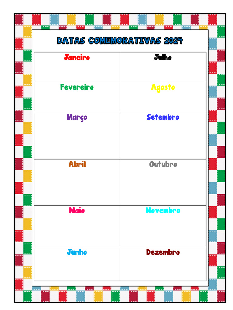 Datas Comemorativas Mensais 2023 | PDF