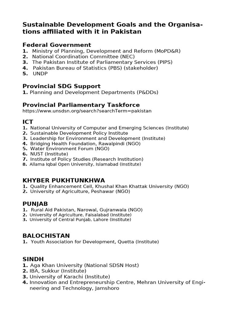 SDGS | PDF | Pakistan | Karachi