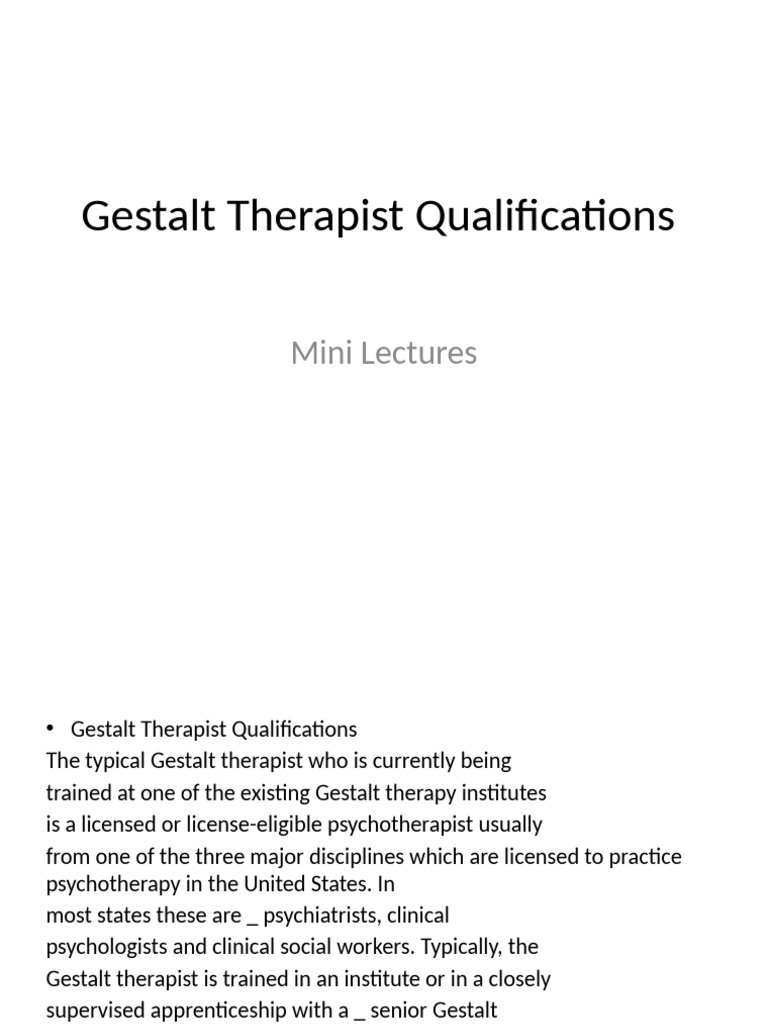 Gestalt Therapist Qualifications | PDF
