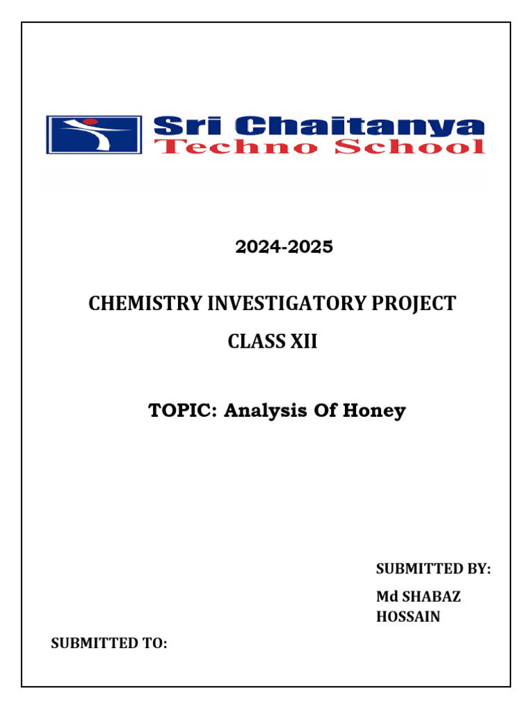Honey Analysis Project for Class 12 | PDF | Honey | Sugar