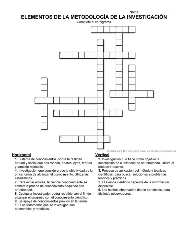 Crucigrama Met - Inv | PDF