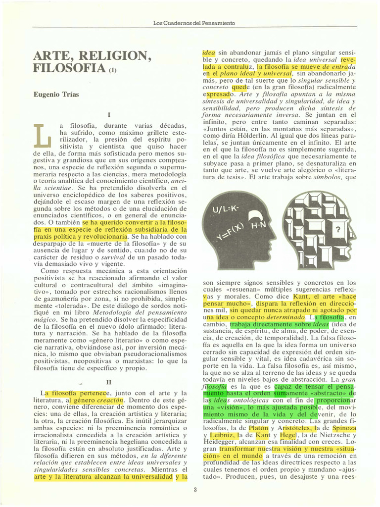 Arte, Religion, Filosofia: Eugenio Trías | PDF | Georg Wilhelm ...