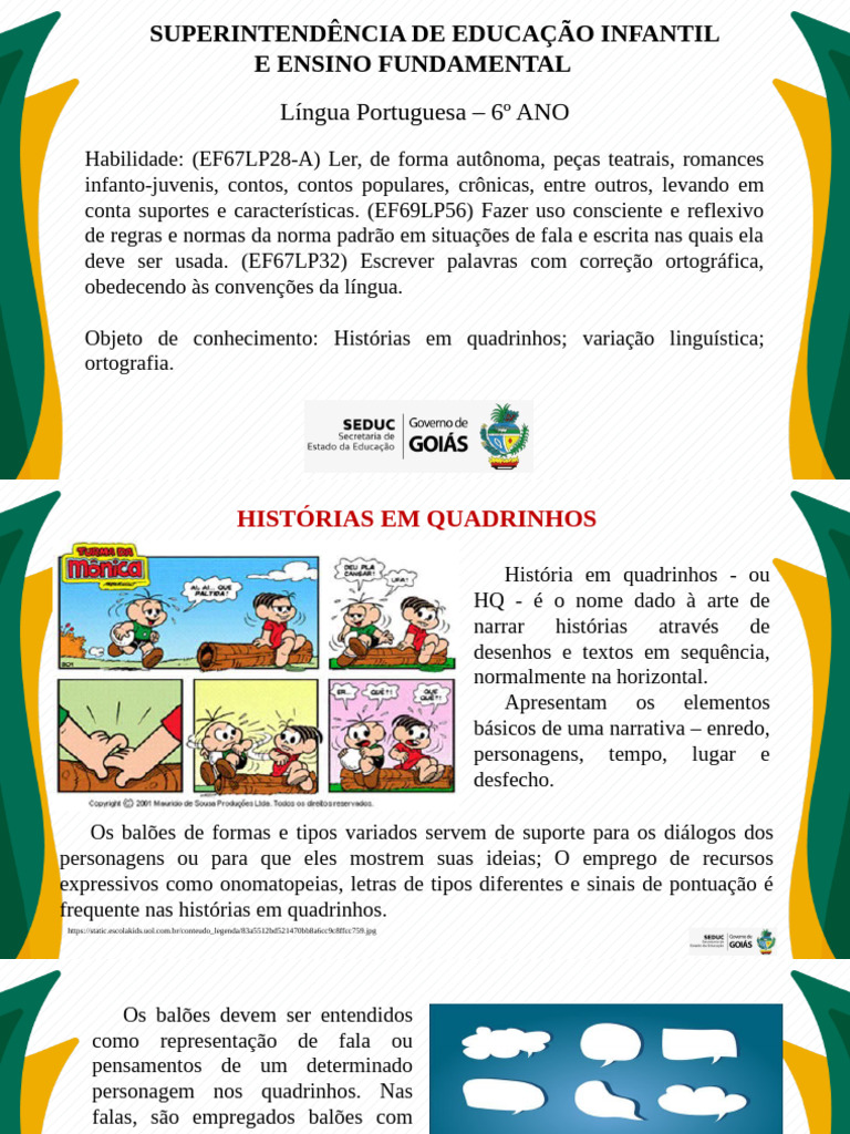 Aula 21 6o LP Historia em Quadrinhos. Ortografia | PDF | Linguística | Português (idioma)