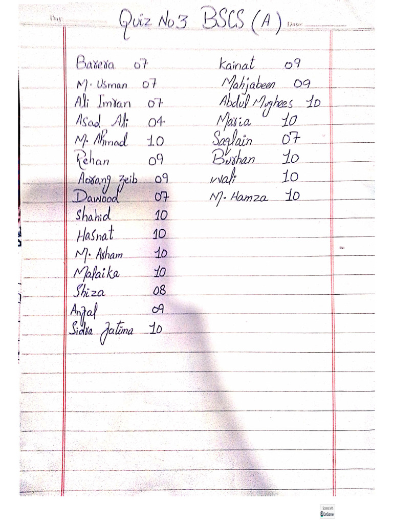 Quiz # 3 BSCS (A) | PDF