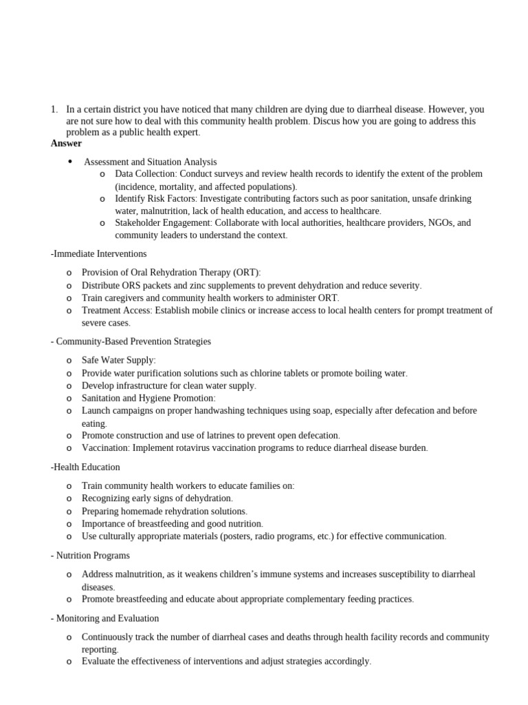 Group - Assignment - Epidemiology - Final (1) (1) G | PDF | Diarrhea | Mortality Rate