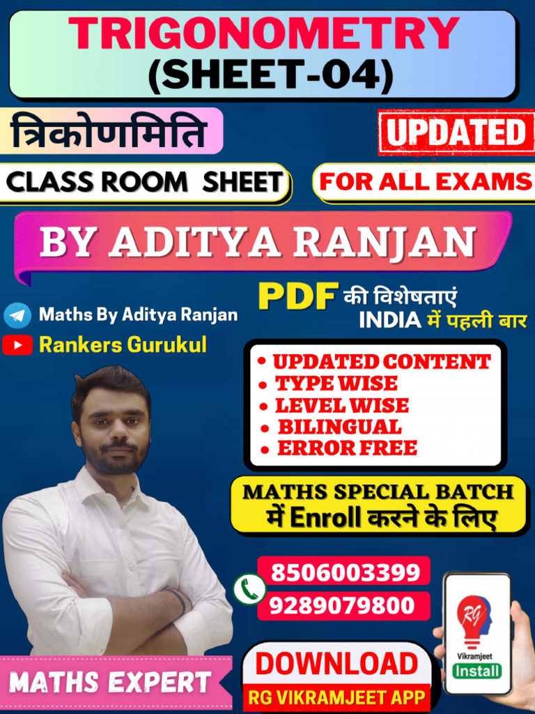 Trigonometry ClassRoom Sheet 04 | PDF | Trigonometry | Combinatorics