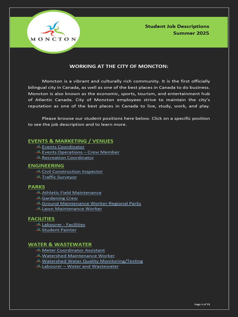 2025_-_STUDENT_JOB_DESCRIPTIONS_-_ENG | PDF | Occupational Safety And ...