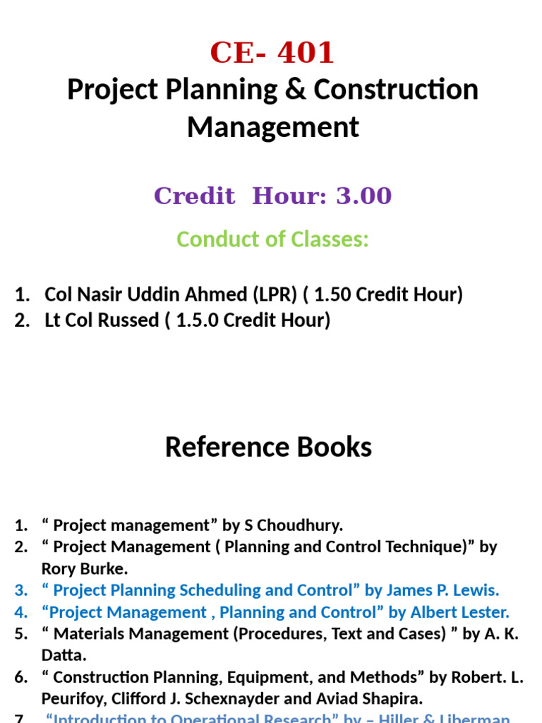 Lec 1 CE 401 Project Management | PDF | Project Management | Business