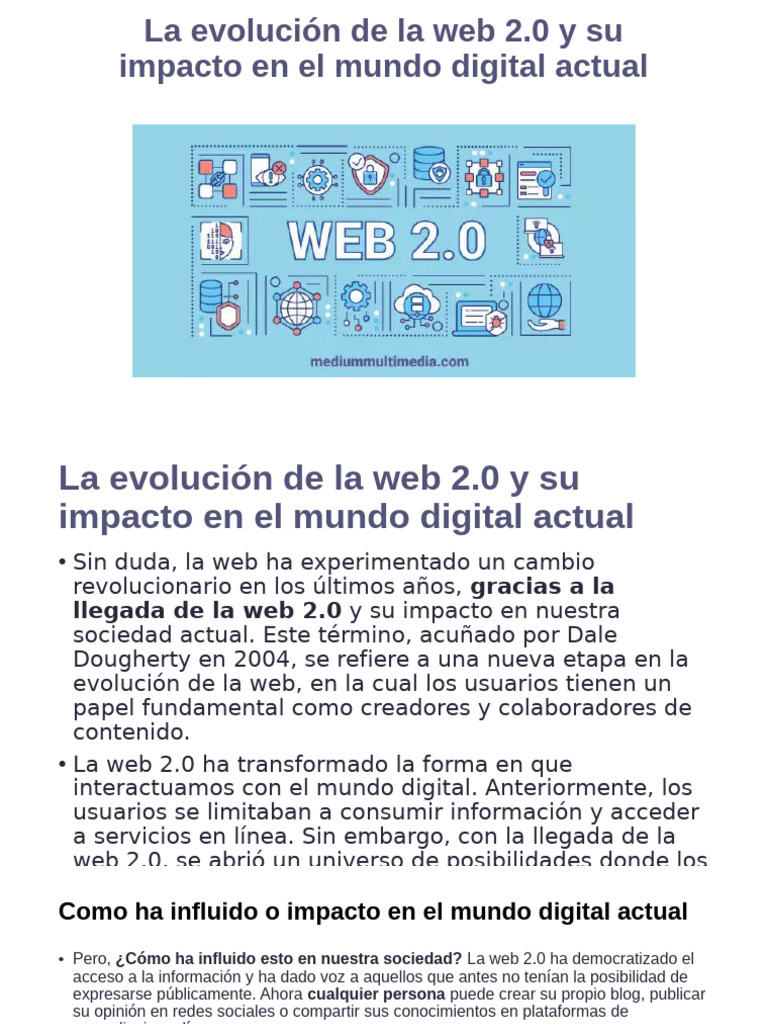 La Evolución de La Web 2 Trabajo Final Video | PDF | web 2.0 | Red mundial