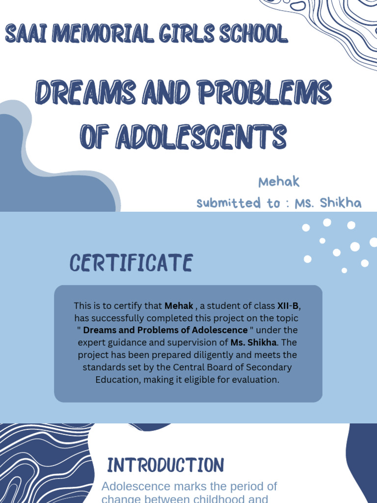 Dreams and Problems of Adolescents - PDF Mehak | PDF | Adolescence | Self Esteem