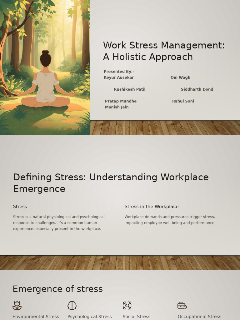 Work Stress Management A Holistic Approach | PDF | Occupational Stress | Stress Management