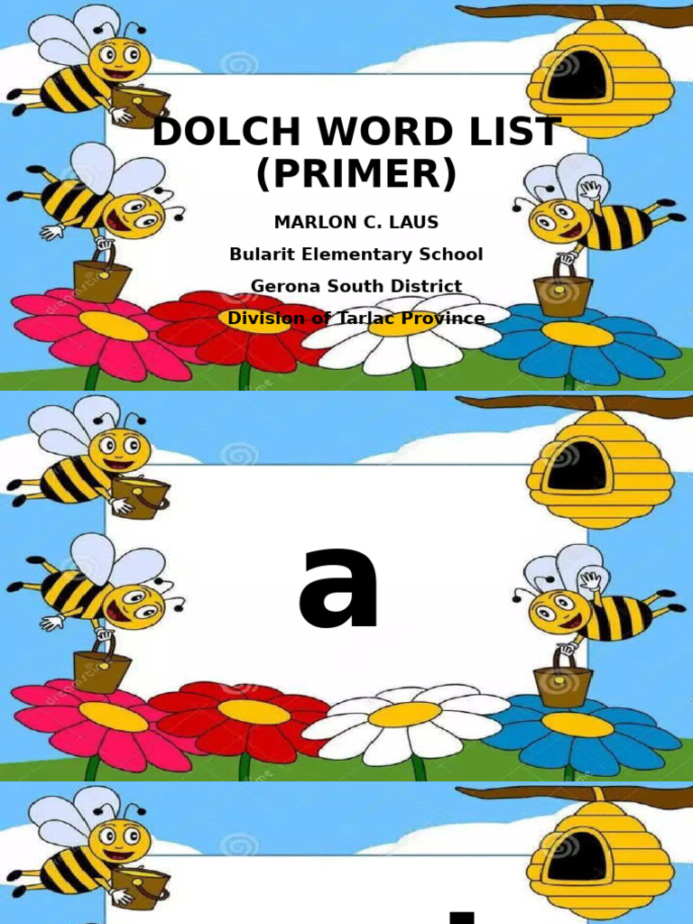 Dolch Word List Pre Primer | PDF