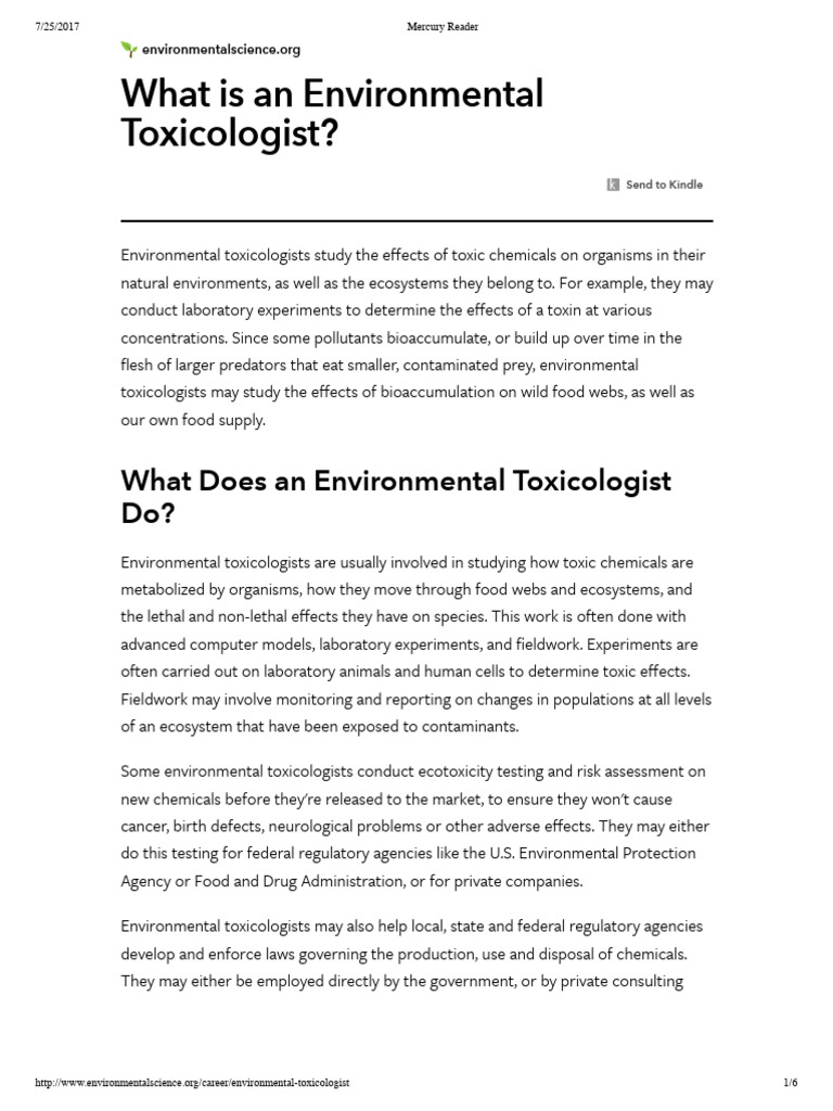 Environmental Toxicologist | PDF | Toxicology | Environmental Science