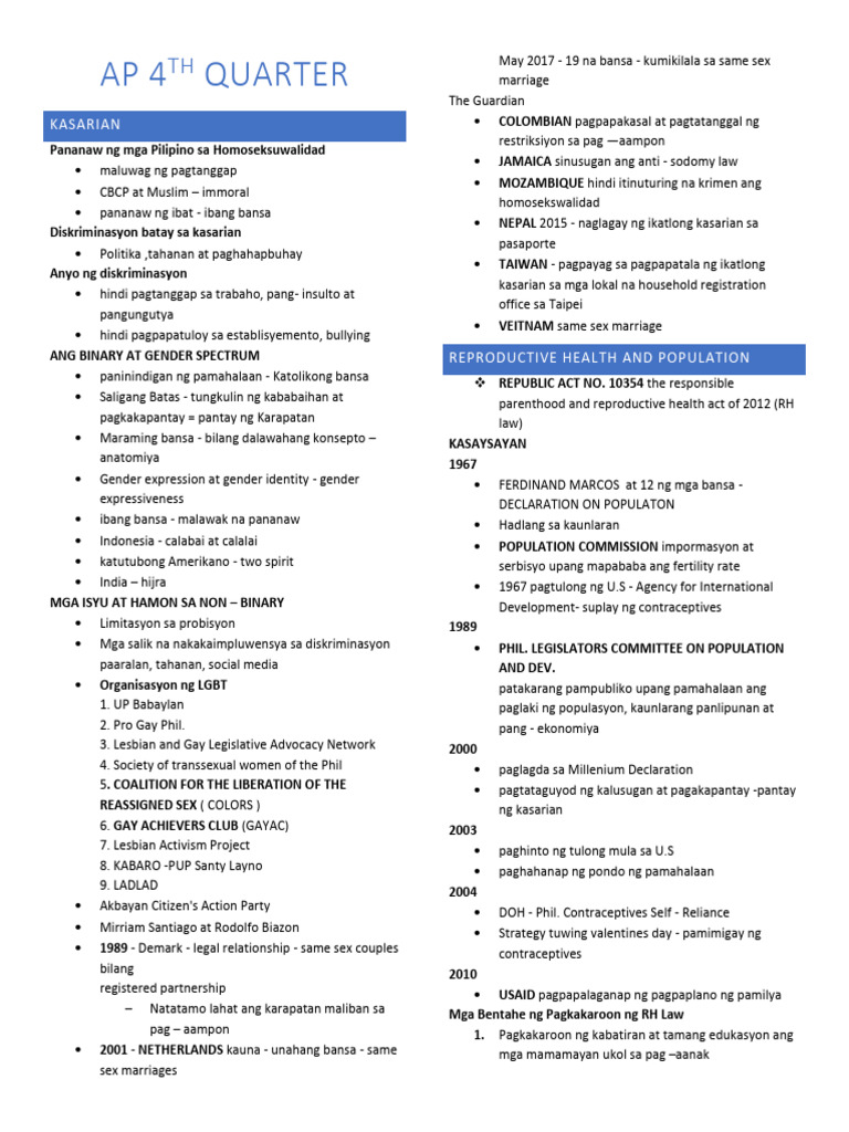 AP 4q Kasarian | PDF