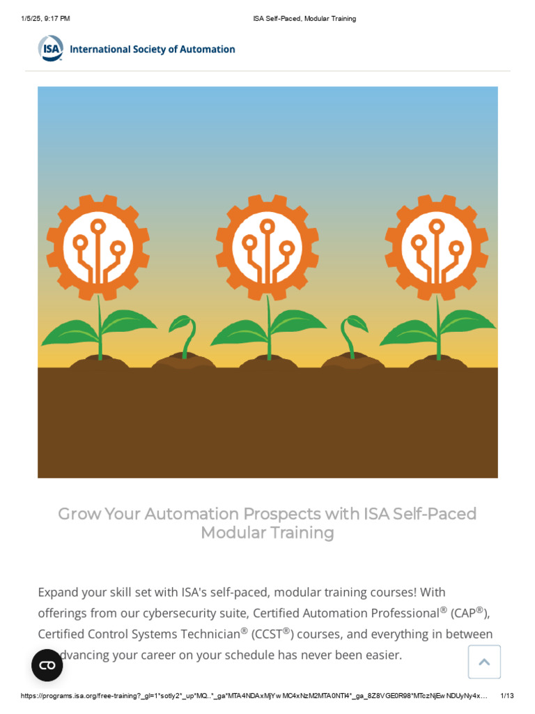 ISA Self-Paced, Modular Training | PDF | Scada | Telecommunications