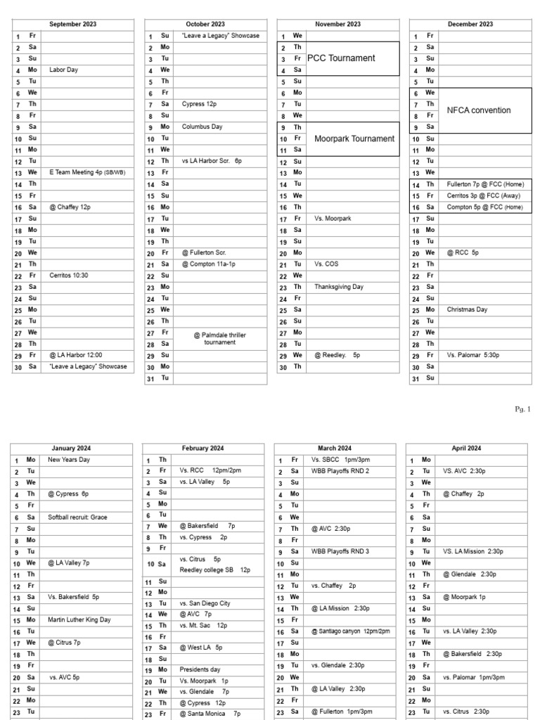 Final Draft Calendar | PDF