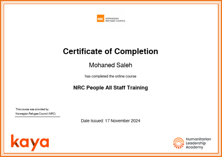 NRC People All Staff Training Certificate | PDF