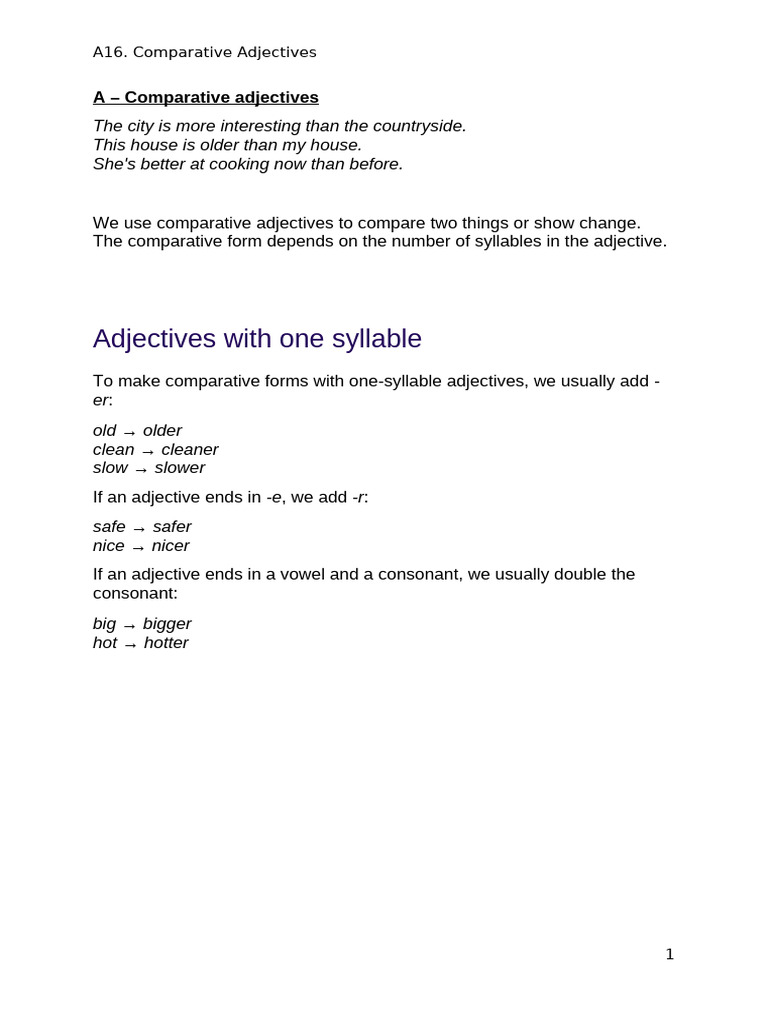 Understanding Comparative Adjectives | PDF | Syllable | Human Voice